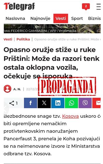 Media in Serbia misinforms about the legitimate strengthening of Kosovo ...
